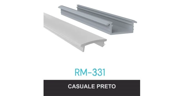 FARDO PERFIL ALUMÍNIO ROMETAL LED EMBUTIR RM-331 3 MT PRETO C/DIFUSOR ...